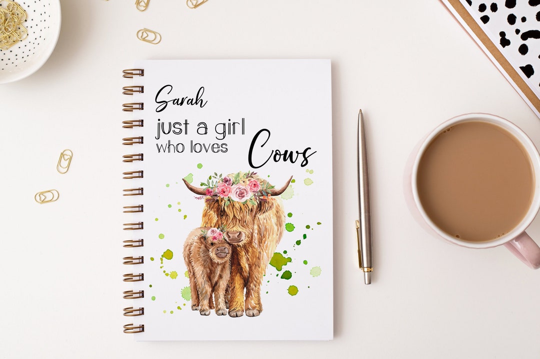Personalised Notebook, Just A Girl Who Loves Cows, Cow Gifts, Cow ...