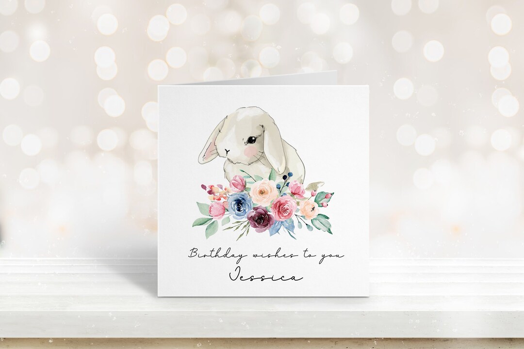 Personalised Bunny Rabbit Birthday Card, Birthday Card for Friend, Card ...
