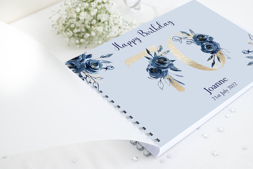 Personalised Floral 70th Birthday Guest Book, 70th Birthday Scrapbook ...