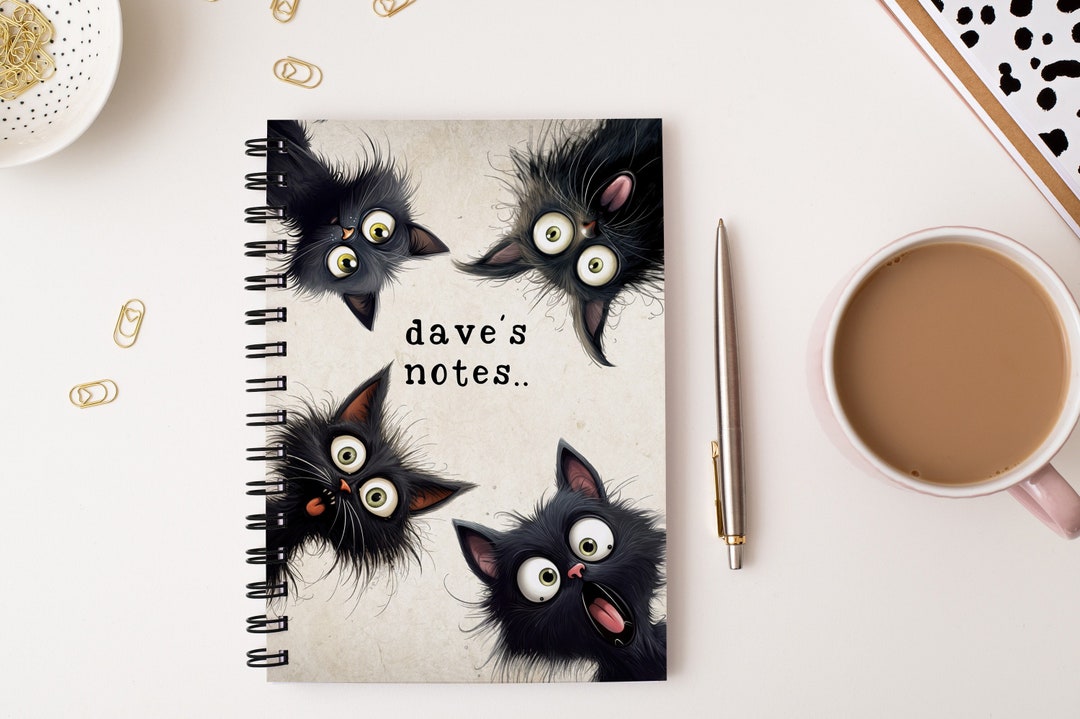 Personalised A5 Soft Backed Funny Black Cat Notebook, Cat Gifts, Cat ...
