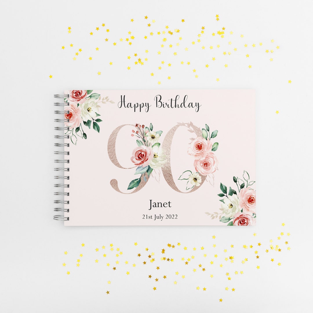 Personalised Floral 90th Birthday Guest Book 90th Birthday - Etsy UK