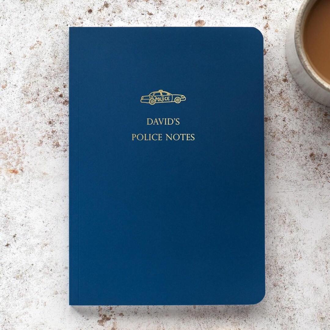 Personalised A5 Gold Foil Police Notebook, Softback Notebook. Police ...