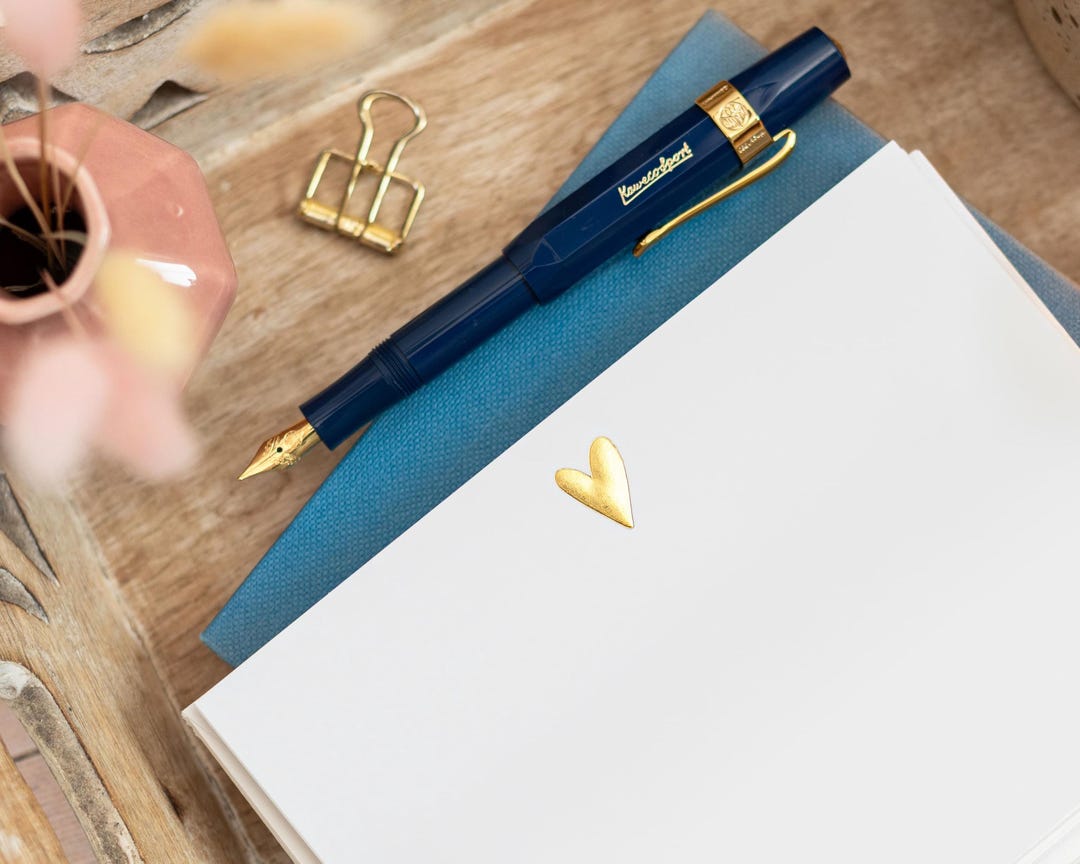 Notecards & Envelopes, Gold Foil Embossed Heart, Gold Foil Stationery ...