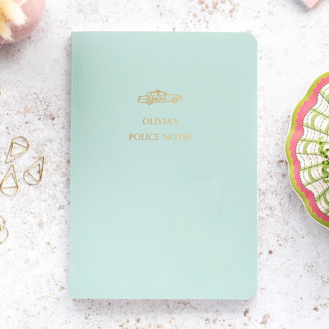 Personalised A5 Gold Foil Police Notebook, Softback Notebook. Police ...
