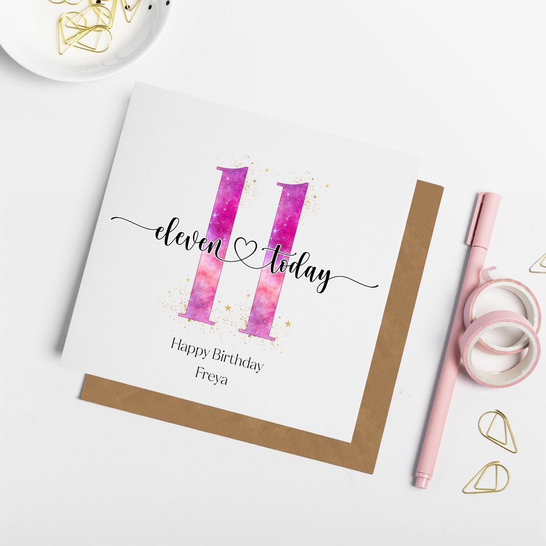 Personalised 11th Happy Birthday Card for Her, 11th Birthday Daughter ...