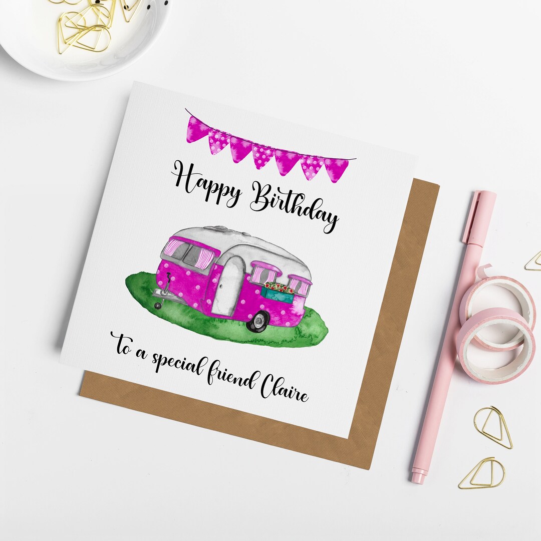 Personalised Caravan Birthday Card, Caravan Birthday, Card for Friend ...