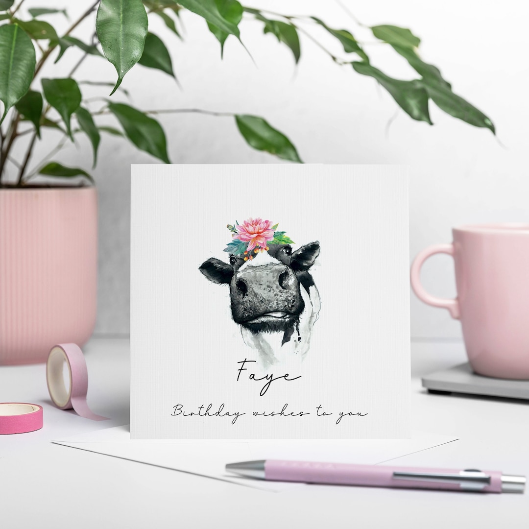 Personalised Cow Birthday Card Birthday Card for Friend Card - Etsy