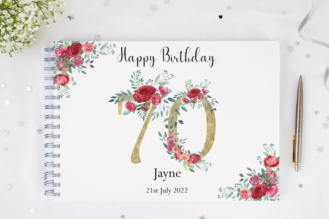 Personalised Floral 70th Birthday Guest Book 70th Birthday - Etsy
