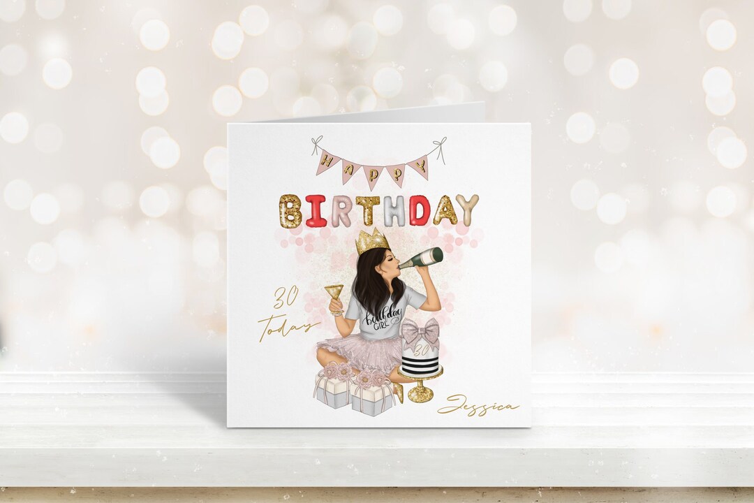 Personalised 30th Happy Birthday Card, 30th Birthday Girl, 30th ...