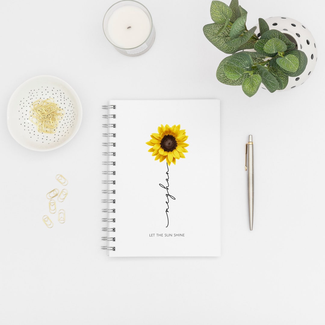 Personalised Sunflower Notebook, Personalised Gifts, Positive Thinking ...