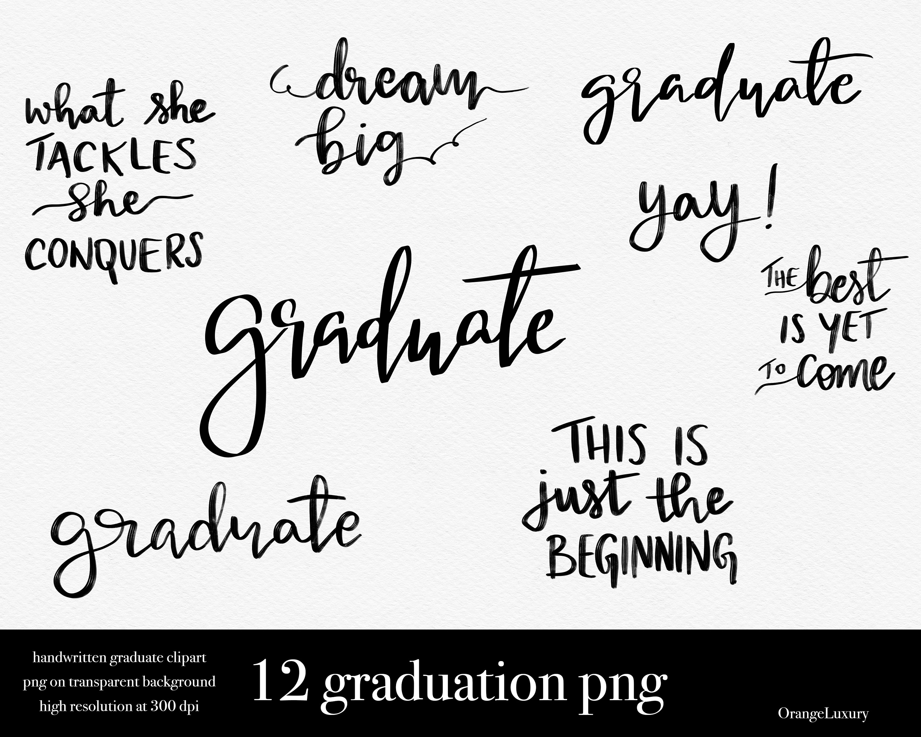 Graduate Script Graduate Clipart Handwritten Clipart - Etsy