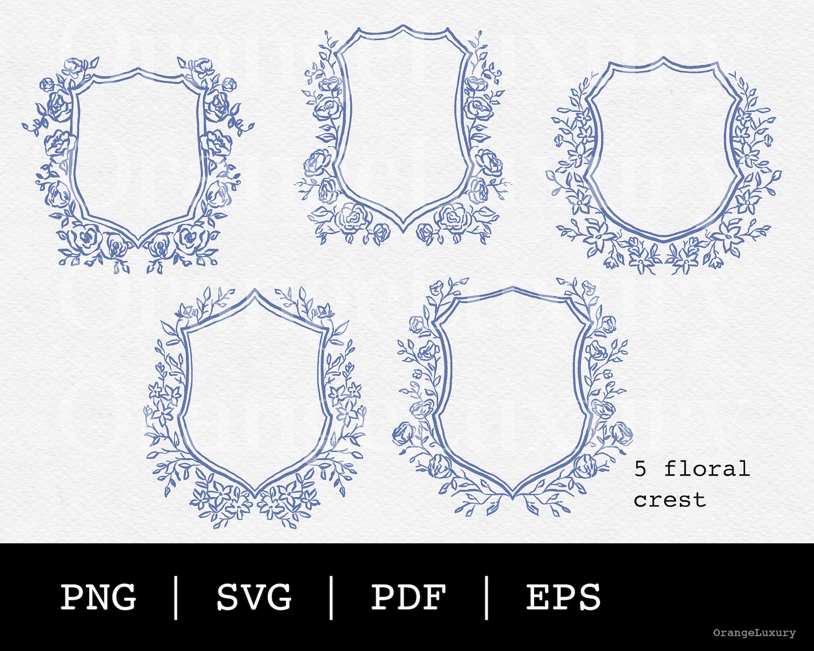 Floral Crest Crest Svg Flowers Crest Floral Frame - Etsy