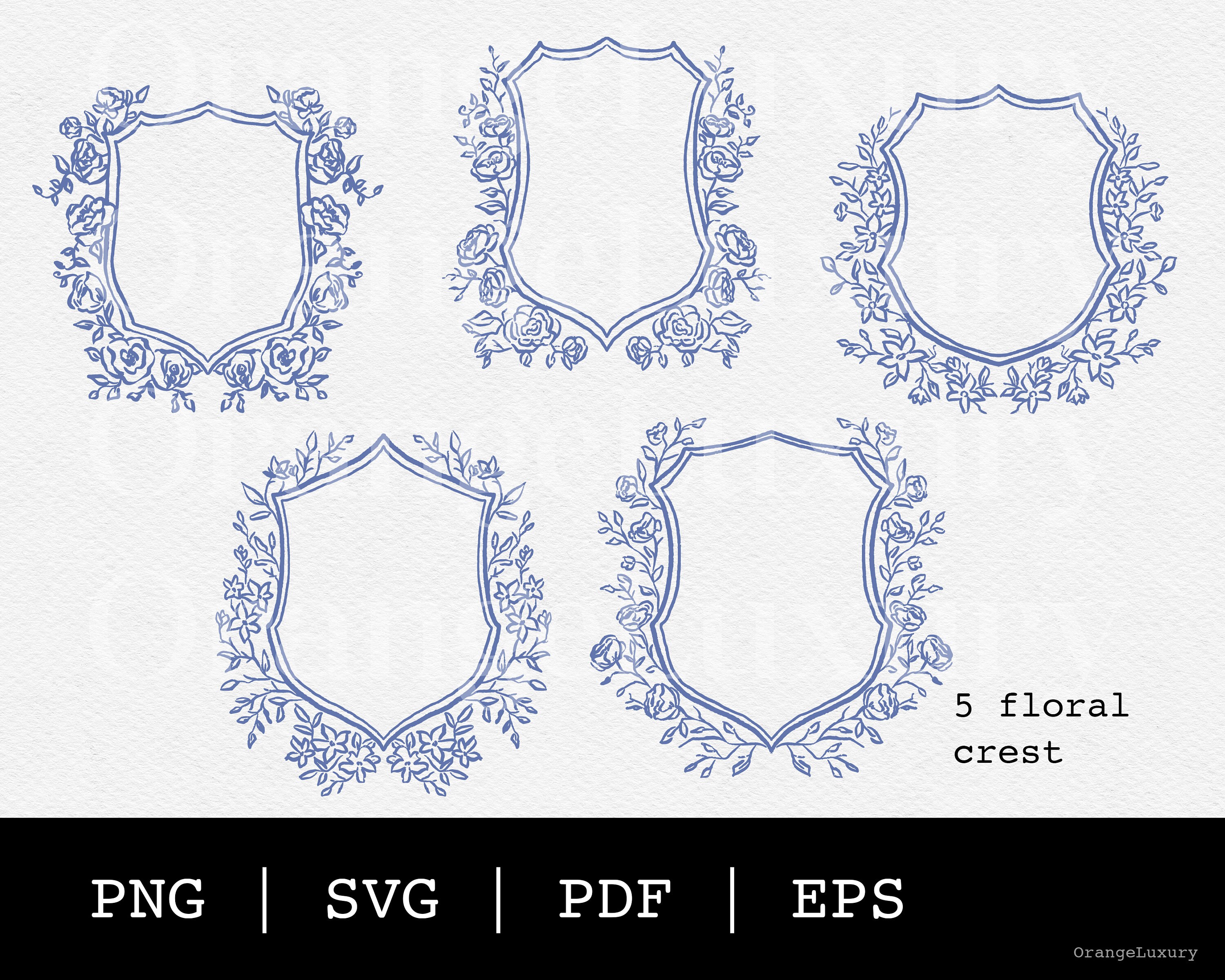 Floral Crest Crest Svg Flowers Crest Floral Frame - Etsy