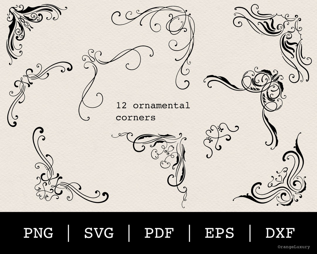 Ornamental Svg Border, Corner SVG, Swirl SVG, Decorative Corner ...