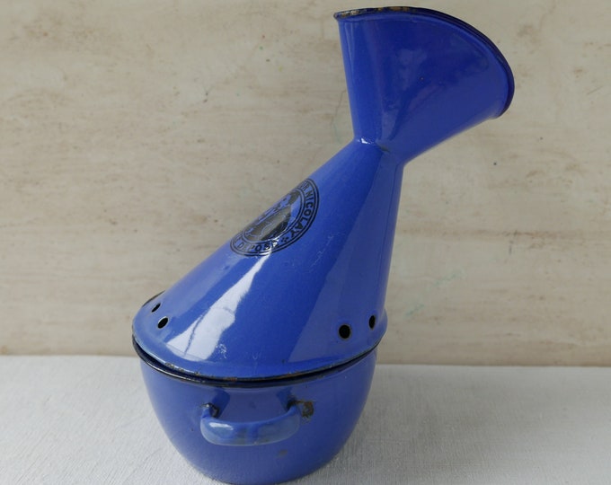 Vintage French Blue Enamel Inhaler or Inhalateur Trade Marked Nicolay ...