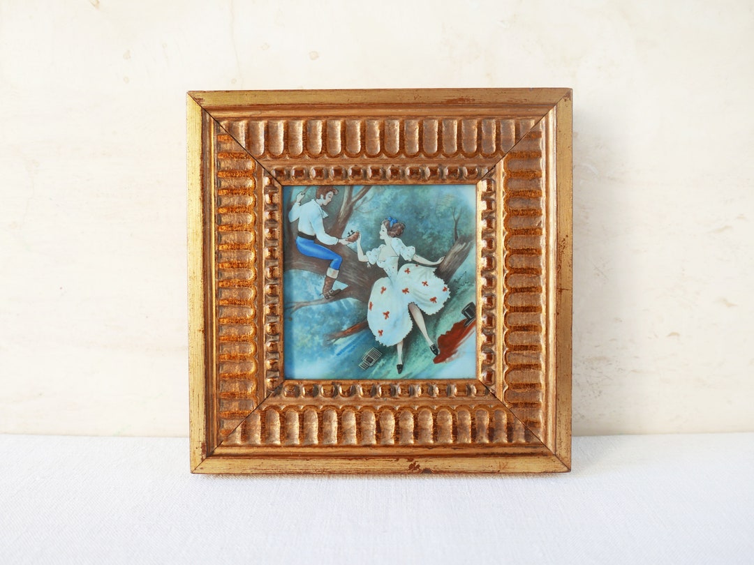 Antique Hand Painted Tile Wood Frame-framed Ceramic - Etsy