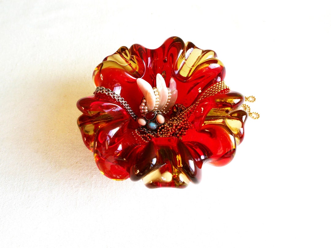 Beautiful Paperweight-dish Made of Hand-blown Glass-red Glass Home ...