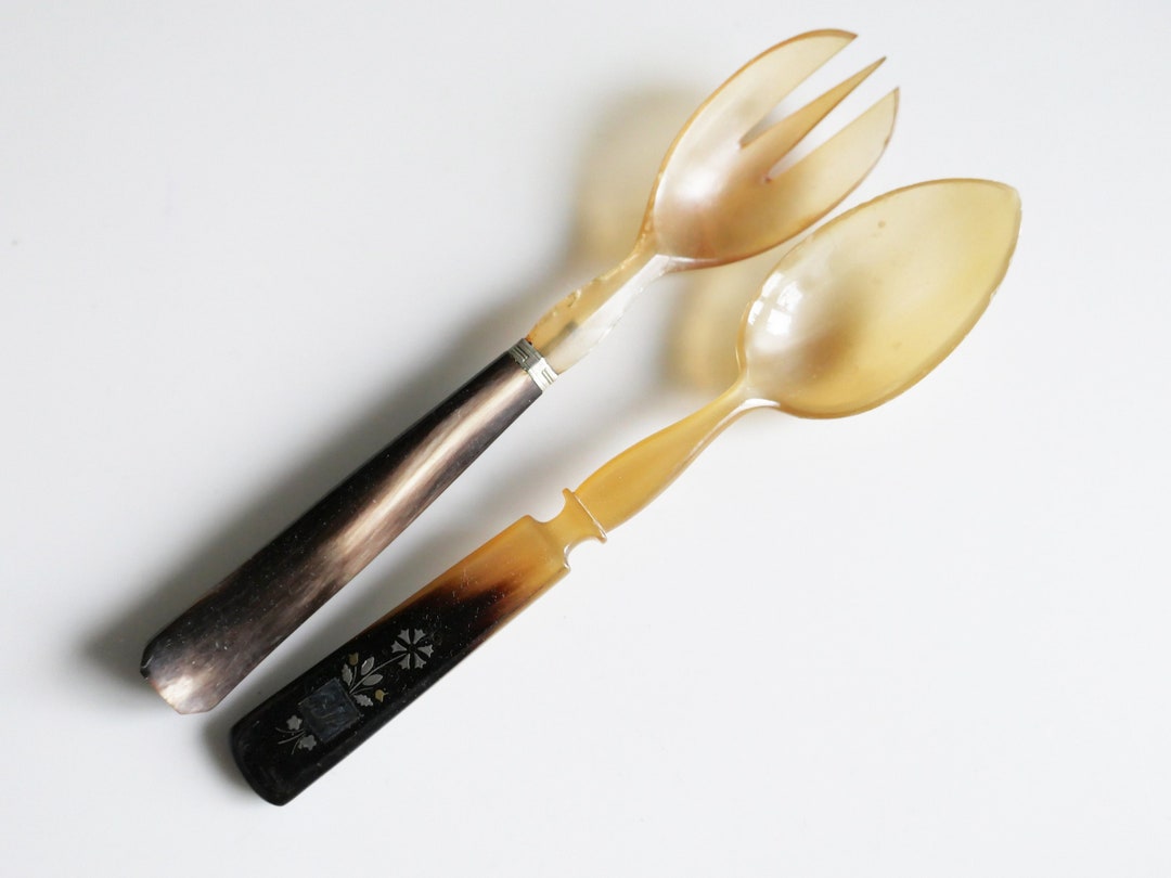 Set of 2 Horn Cutlery-horn Spoon and a Fork With Horn-antique French ...