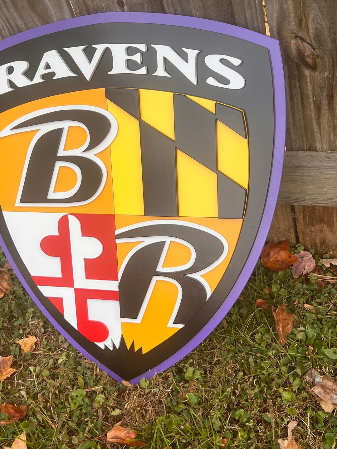Handcrafted Baltimore Ravens 3D Wooden Shield Perfect for Sports ...