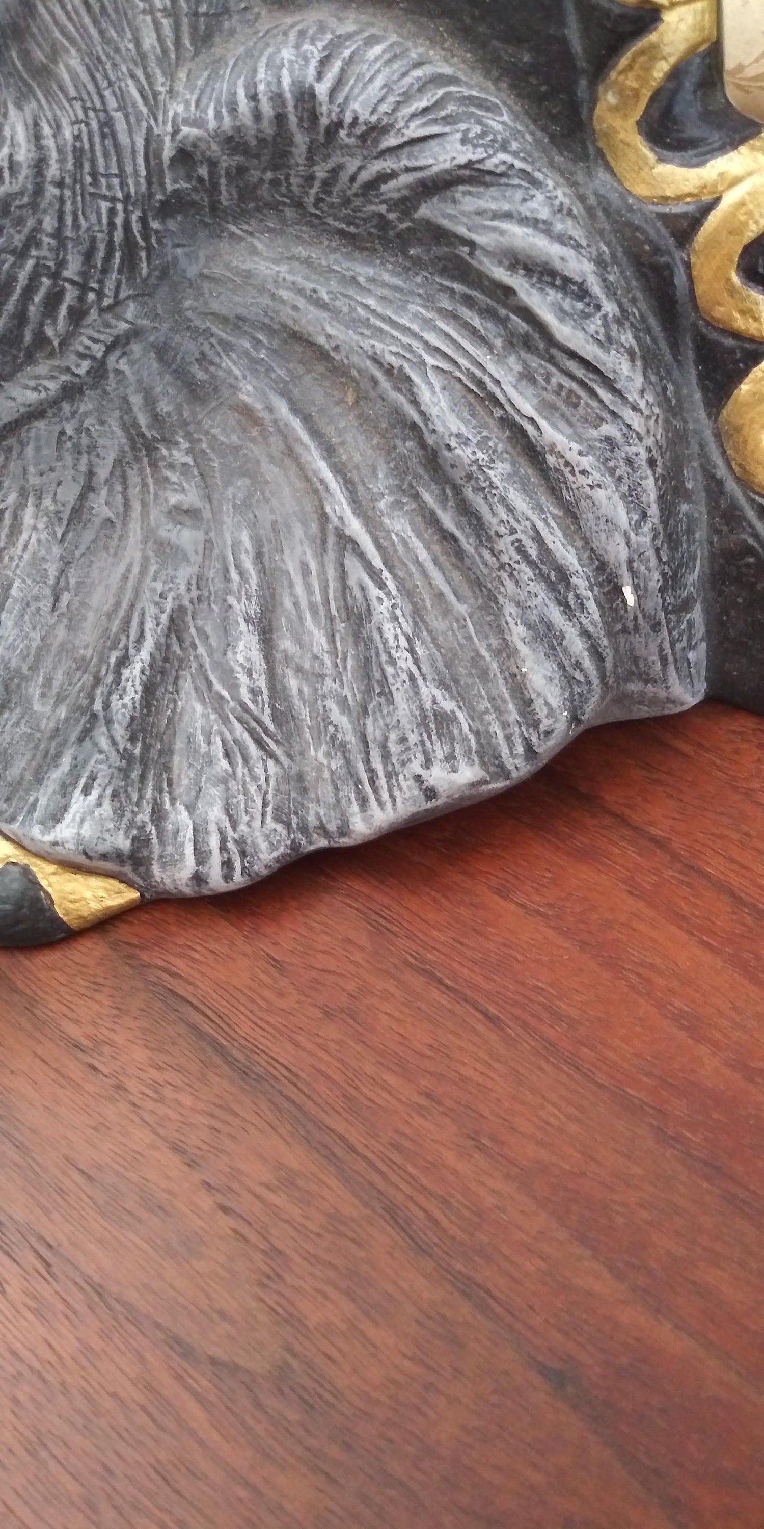 Vintage Plaster Elephant Wall Shelf, Detailed, Gray, Black, Ivory ...