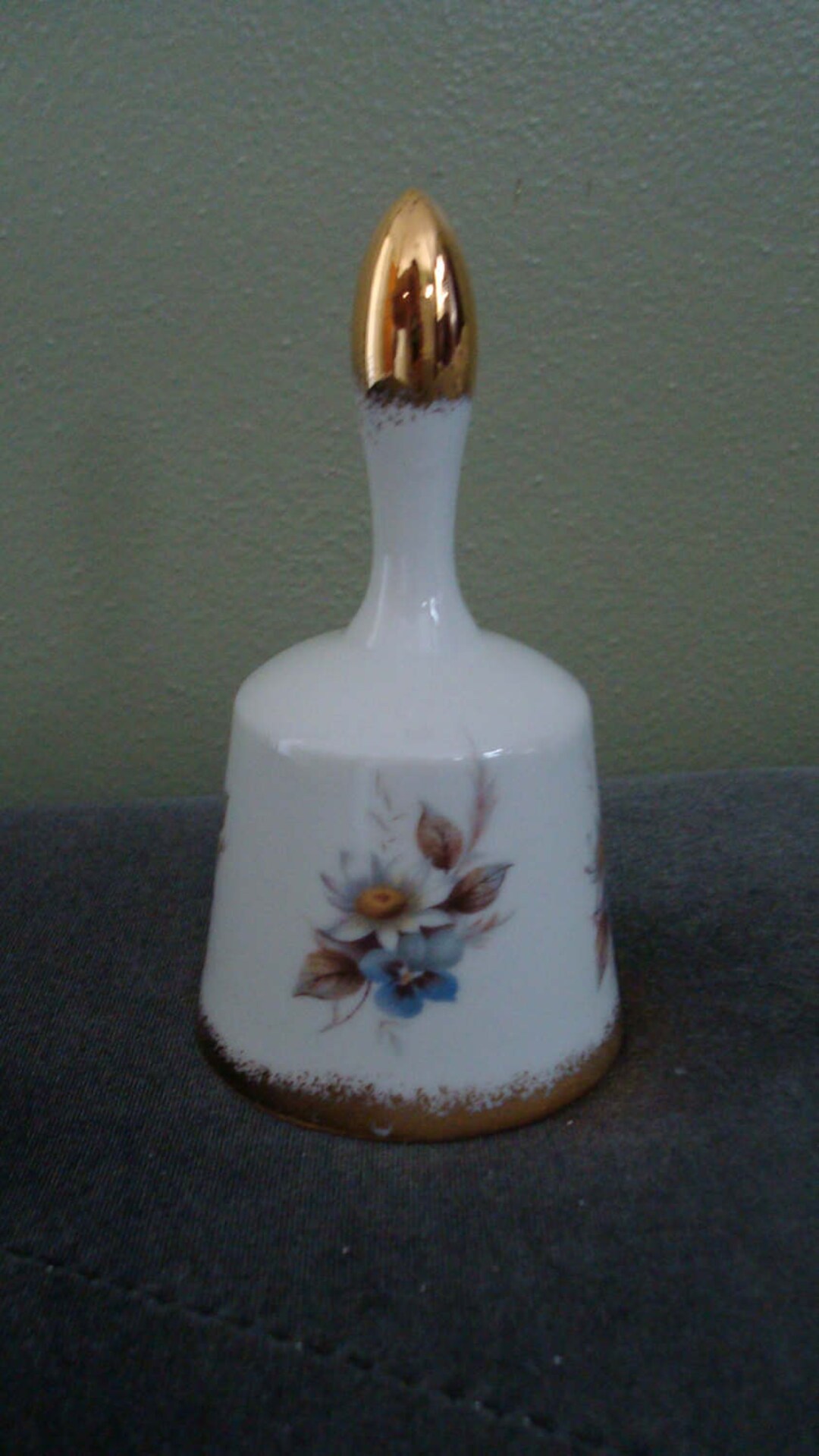 Pretty Ceramic Vintage Bell, Porcelain Bell, Floral Bouquet Bell, White ...