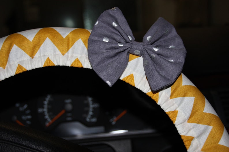 SALE) Yellow Chevron Steering Wheel Cover -yellow and White Chevron ...