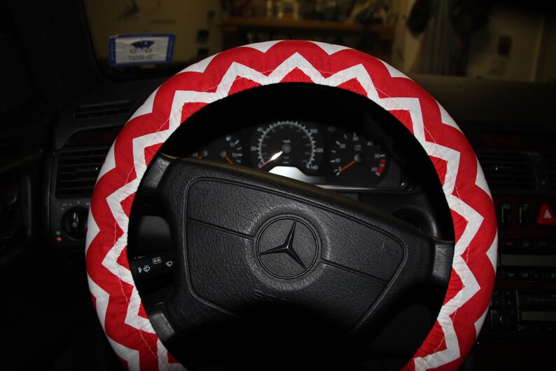 SALE) Red and White Chevron Wheel Cover . Steering Wheel Cover . Car ...
