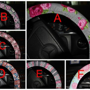 SALE) Floral Wheel Cover - Steering Wheel Cover With Pink Flowers -gray ...