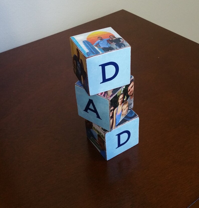 Dad Gift Set of 3 Wooden Blocks fathers Day Gift Dad and Me | Etsy