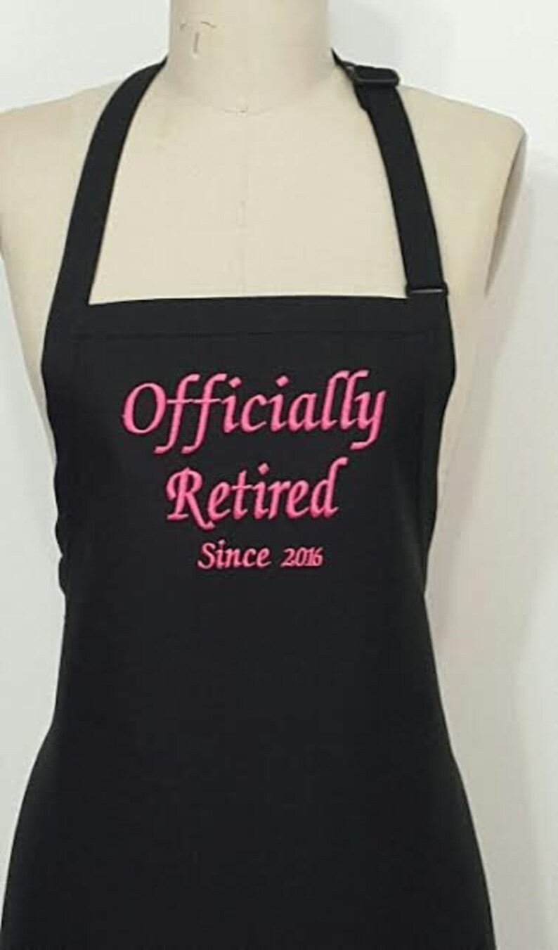 Officially Retired Since 2016 Personalized Apron / Black and Fuchsia ...
