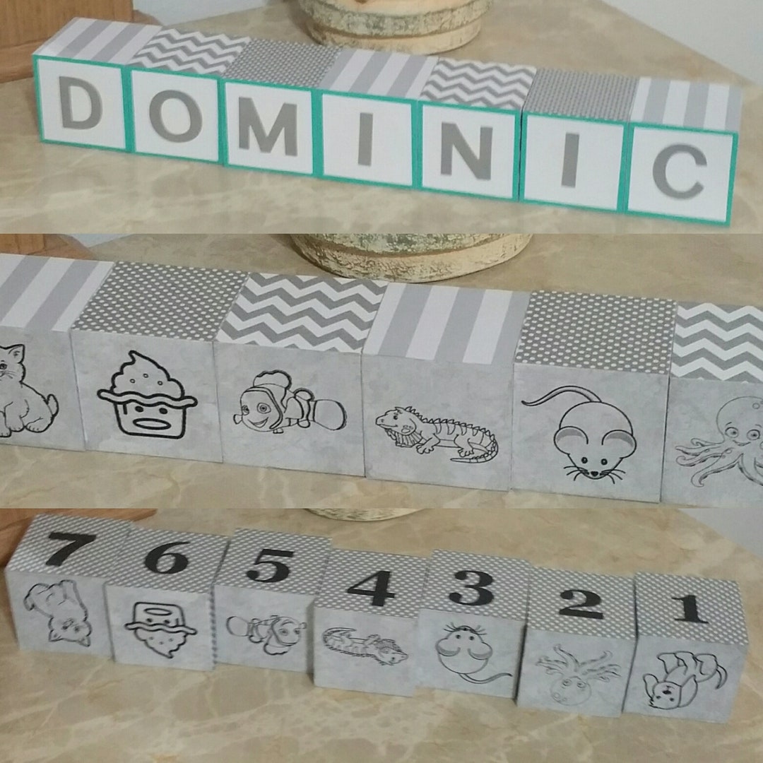 Dominic Personalized Wooden Blocks / Educative Blocks / Name & Number ...