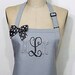 Monogrammed Silver Apron / Silver and Charcoal Apron/ Hostess - Etsy