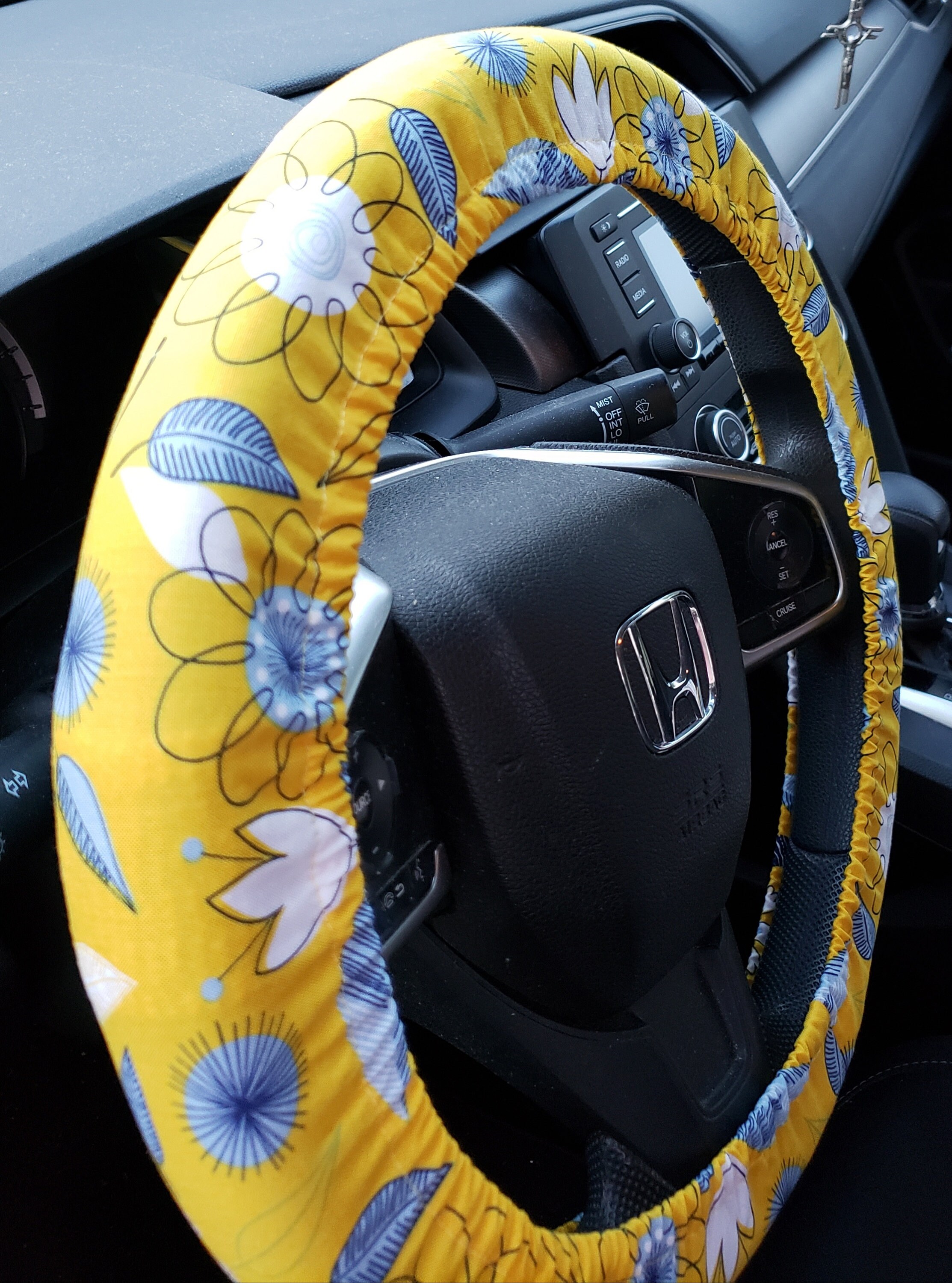 Yellow Floral Patterns Steering Wheel Covers - Women Car Accessories ...