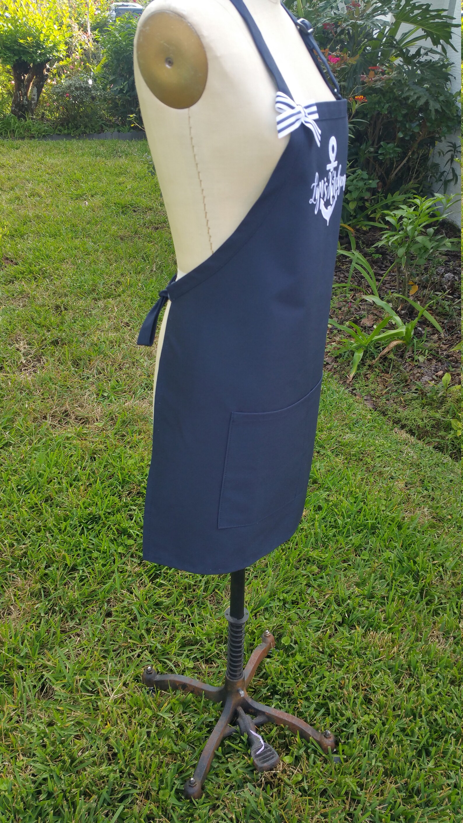 Monogrammed Navy and White Apron /anchor Monogram Apron/nautical ...