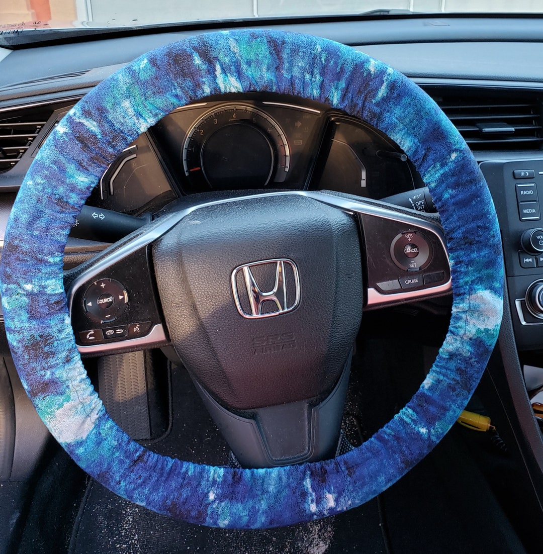 Dark With Light Blue Watercolor Like Fabric Pattern Steering Wheel ...
