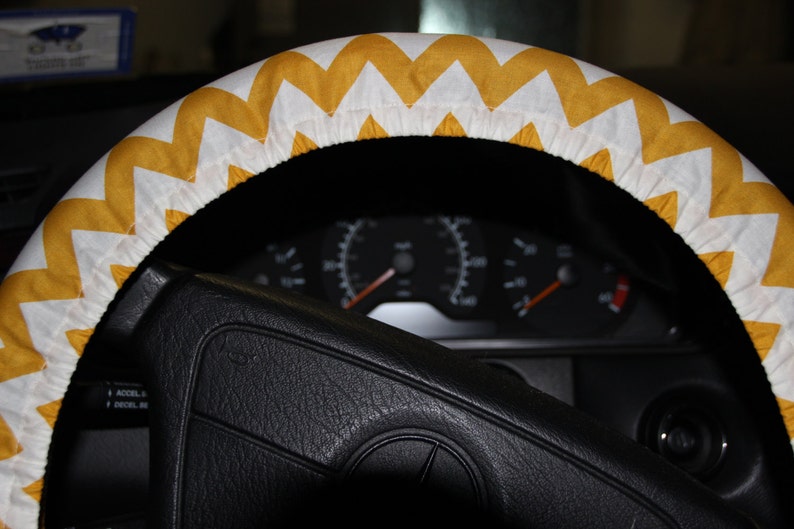 SALE) Yellow Chevron Steering Wheel Cover -yellow and White Chevron ...