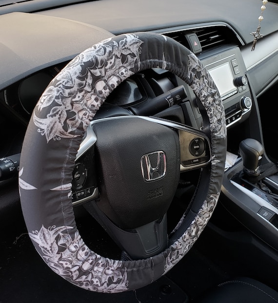 Steering Wheel Cover Black With Skeletons Halloween Steering | Etsy