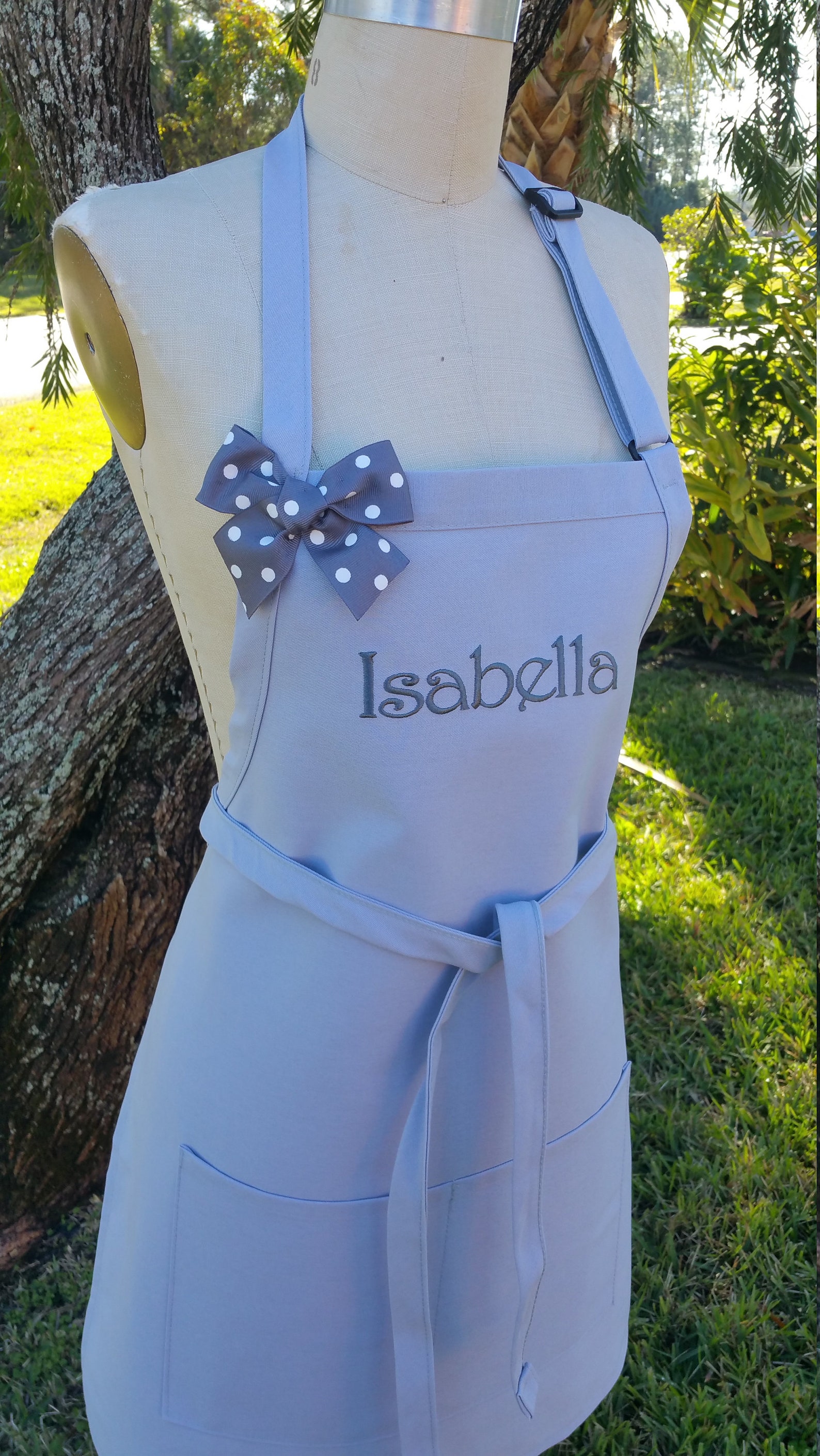 Monogrammed Silver Apron / Silver and Charcoal Apron/ Hostess Gift Idea ...