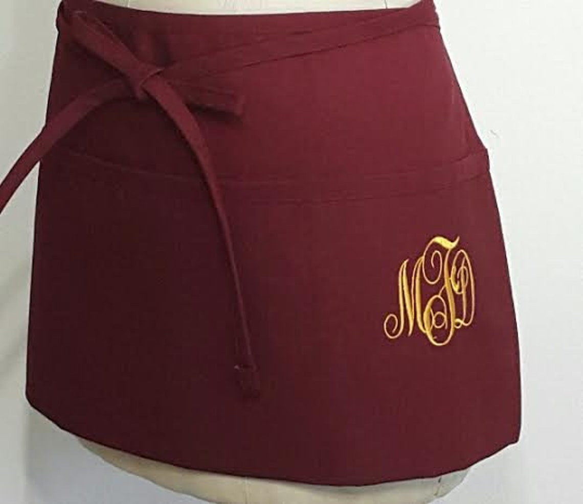 Waitress Half Aprons/ Embroidery Name Aprons/ Black Half | Etsy