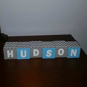 Hudson Wooden Blocks in Grey and Aqua Color / New Baby Neusery ...
