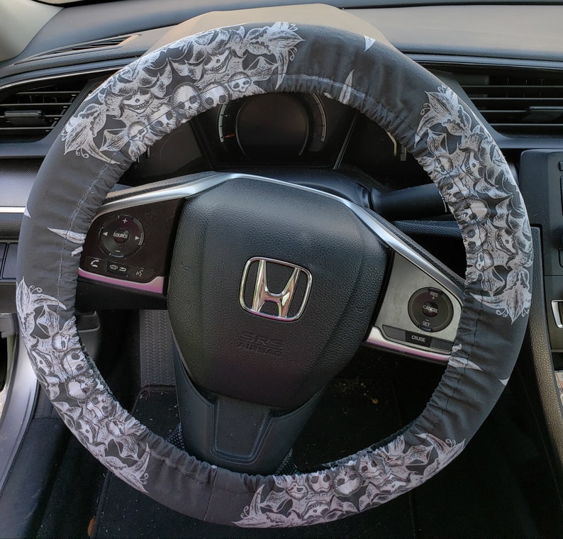 Steering Wheel Cover Black With Skeletons Halloween Steering - Etsy