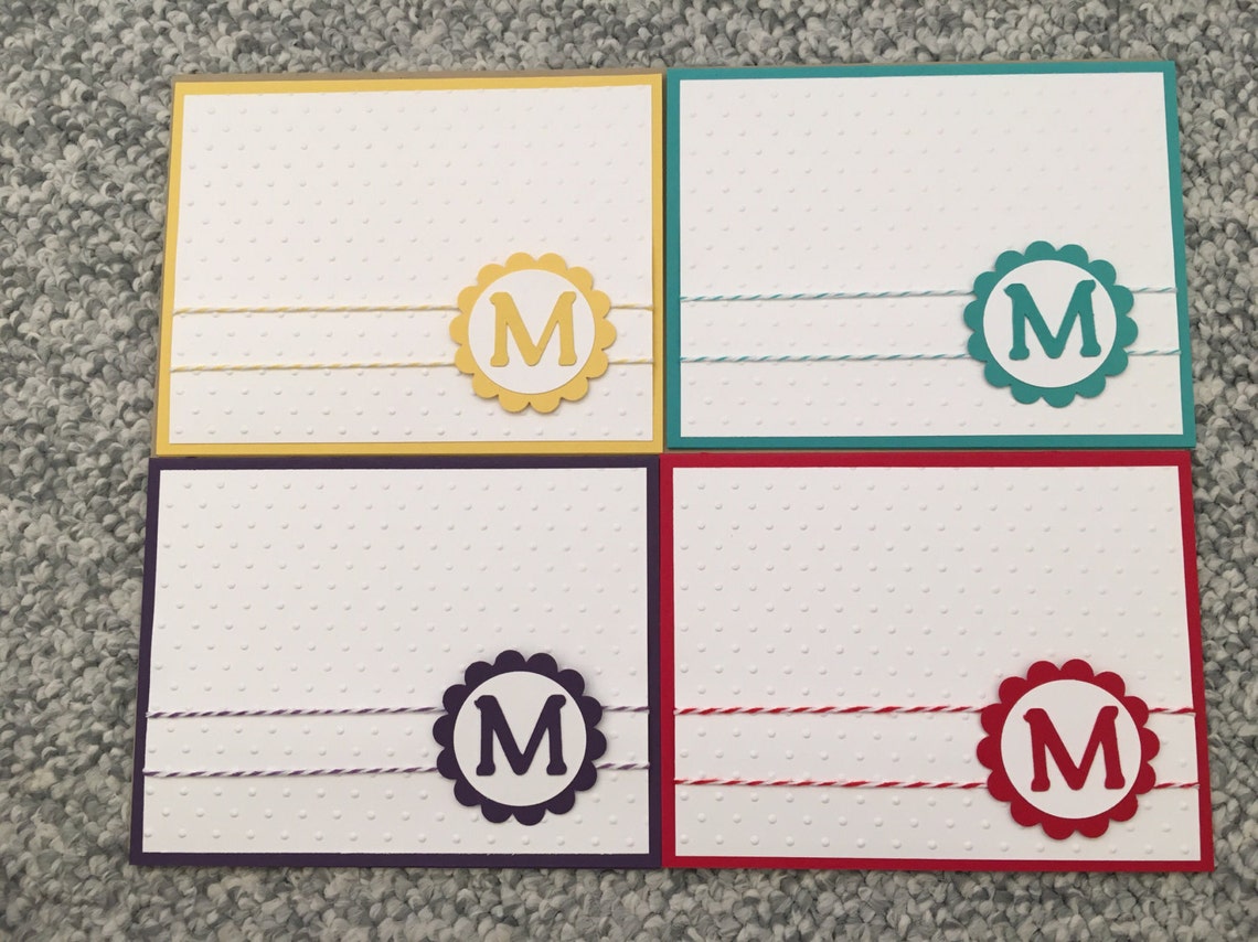 Embossed Monogrammed Note Card - Etsy