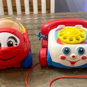 Vintage Fisher Price Telephone and Car Popper Pull Along Push 2000 ...
