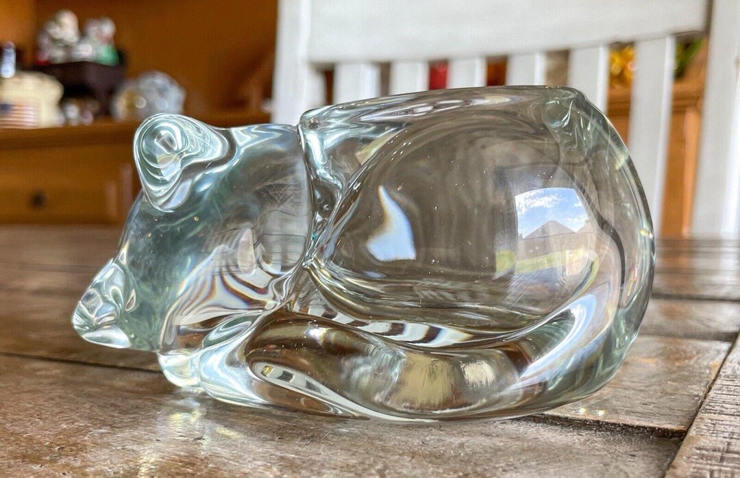Indiana Glass Cat Candle Holder Vintage Votive Sleeping Cat Figurine - Etsy