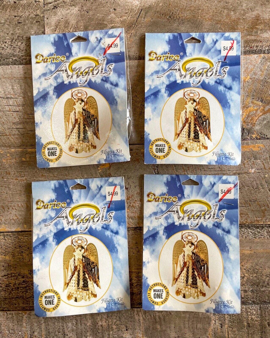 Darice Angel Ornament Kit Lot of 4 Craft Kits Gold Angels Filigree ...