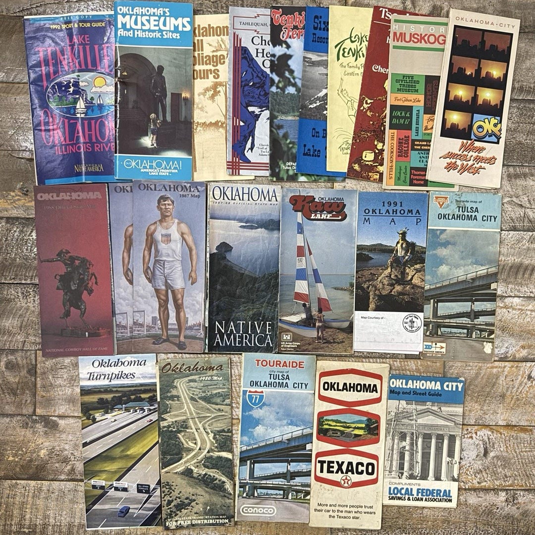 Vintage Oklahoma Road Maps Lot Plus Tourist Pamphlets Highway Road City ...