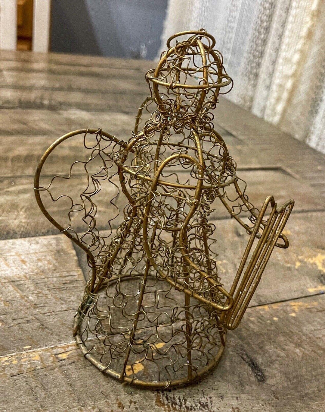 Vintage Twisted Wire Angel Ornament Bronze Mesh Angel With Harp 5.5 - Etsy