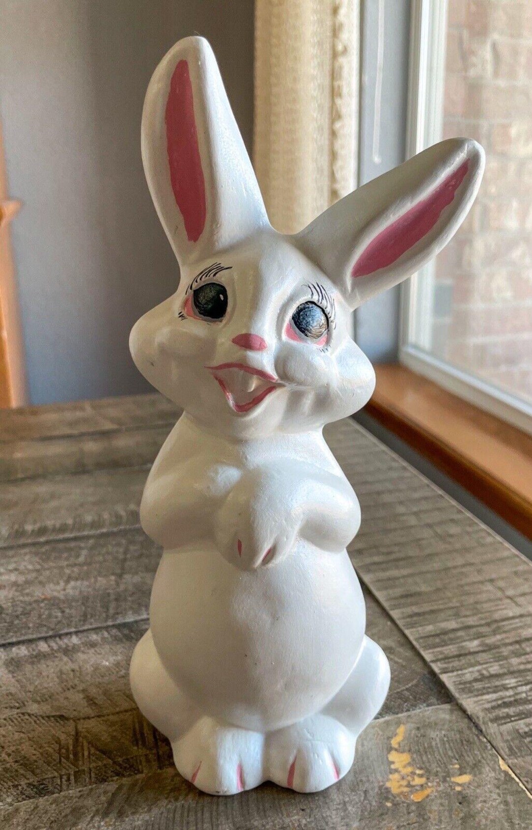 Vintage Ceramic Easter Bunny Figurine Hand Painted Hobbyist Rabbit ...