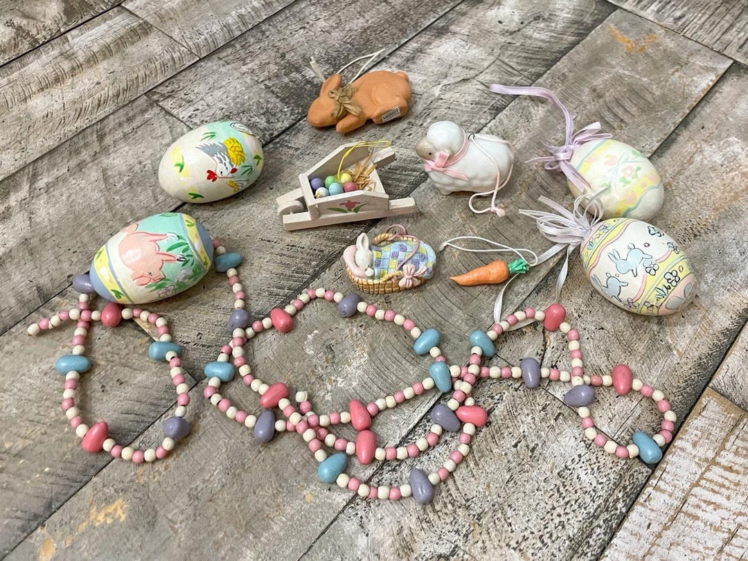 Vintage Midwest Easter Lot Ornaments Garland Eggs Importers of Cannon ...