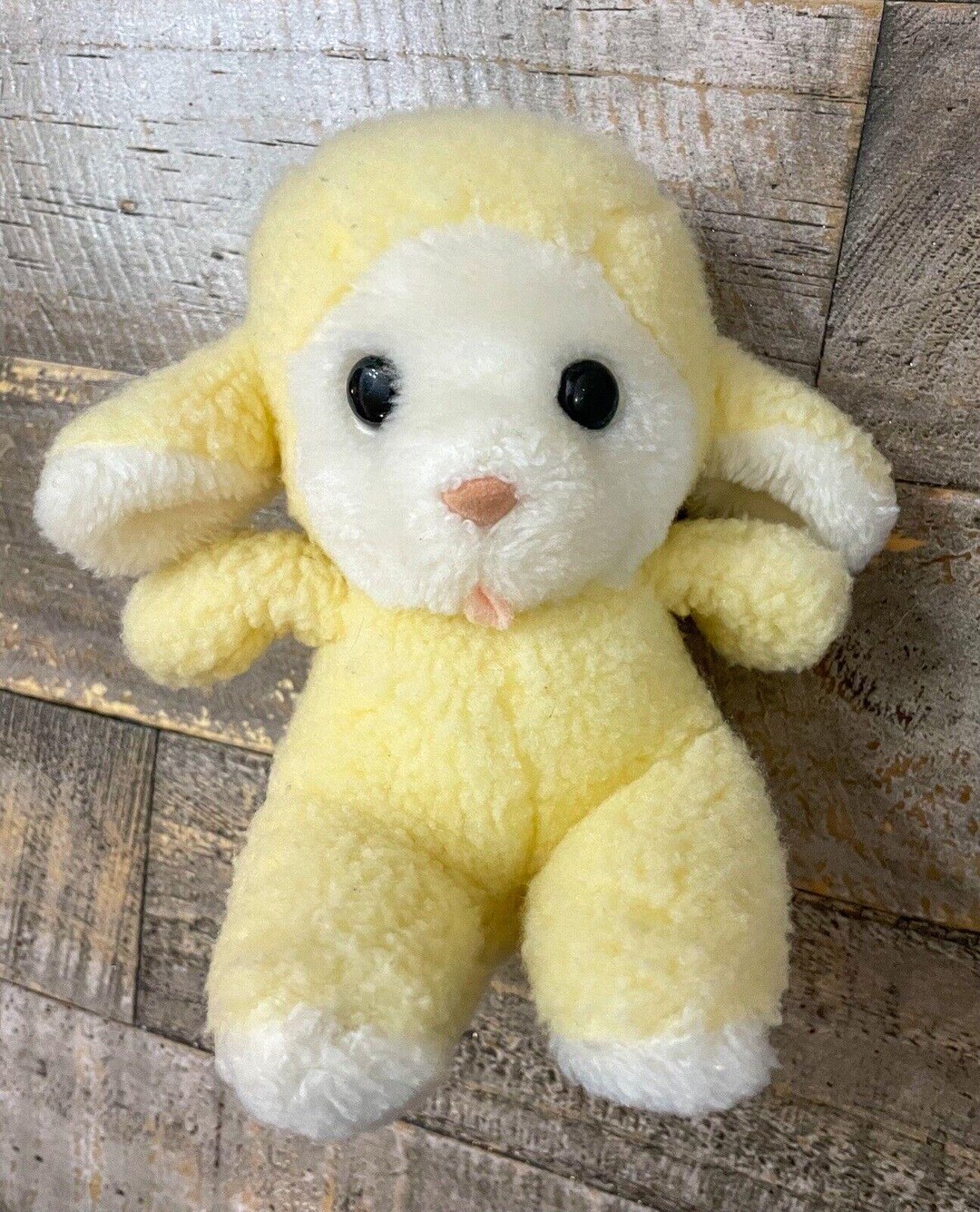 Eden Yellow Lamb Plush Rattle Baby Sheep Stuffed Woolly Sherpa 6 ...